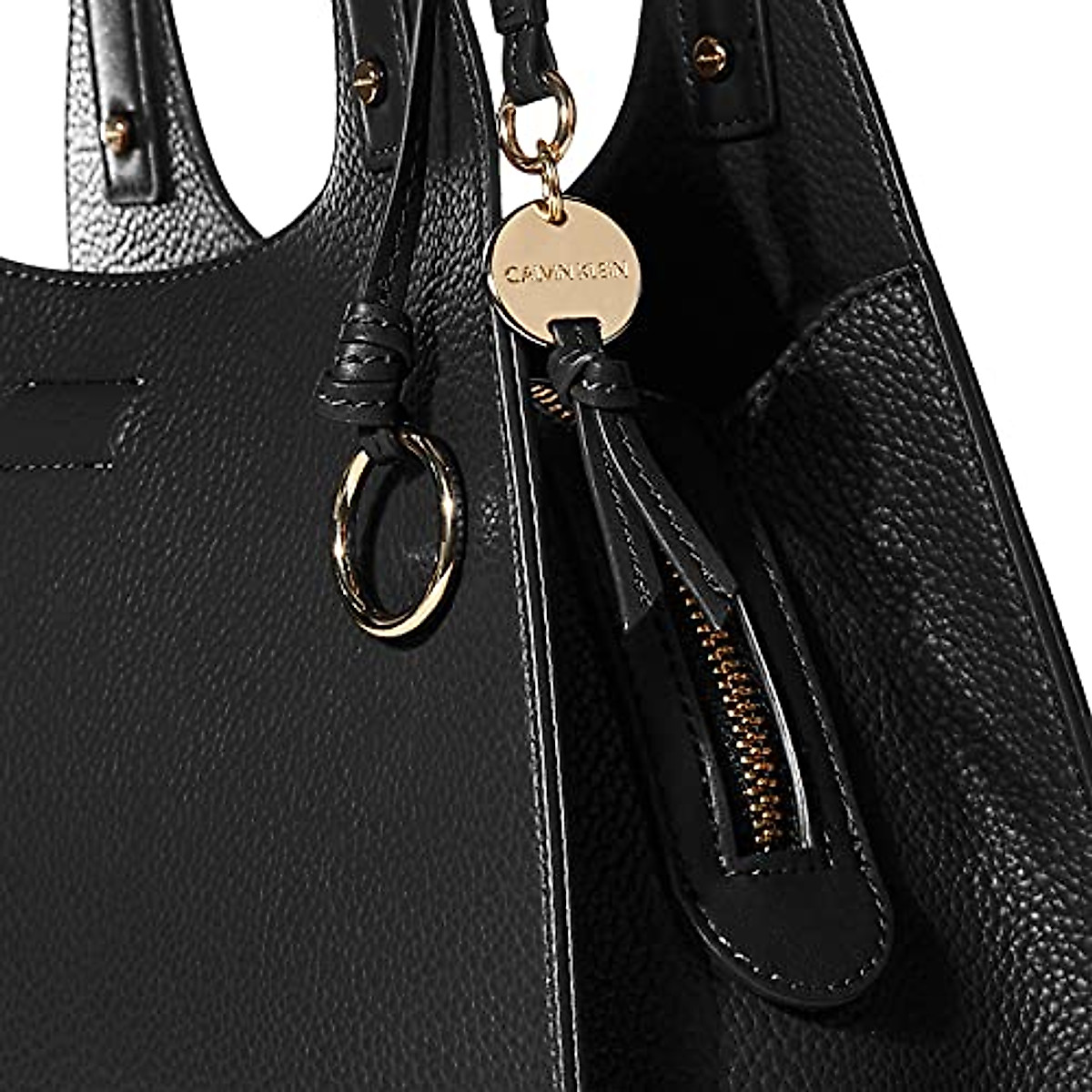 Calvin Klein Shelly Novelty Satchel, Black/Gold