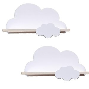 Haomian 2Pcs Cloud Shelves for Children’s Nursery Or Bedroom,Kids Nursery Room Shelves,Floating Bedroom Baby Book Shelf Storage Shelf, Cloud Floating Wooden Shelf Wall Decoration,White