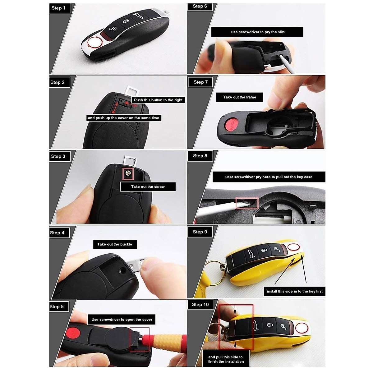 Xotic Tech White Smart Remote Key Fob Protector Cover Shell Case Holder Compatible with Porsche Boxster Cayenne Panamera Cayman Macan Carrera 911 991 918 Spyder(Fits 3 Button)