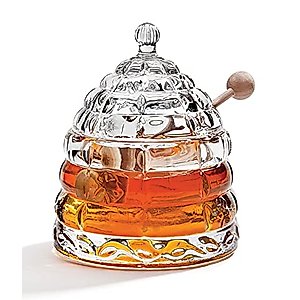 Studio Silversmith Crystal Honey Jar, Beehive Honey Dish