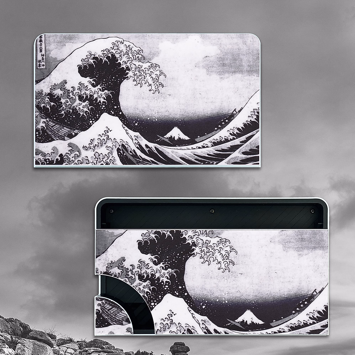 BelugaDesign Wave Switch Skin | Cool Sticker Wrap Vinyl Decal | Painting Japanese Water Ocean Cute | Compatible with Nintendo Switch OLED (Switch OLED, Gray)