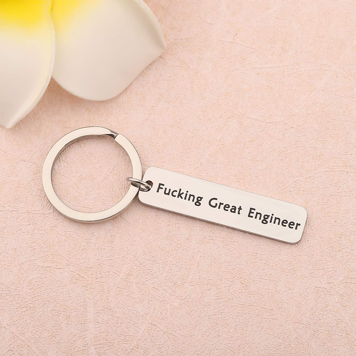 FUSTMW Fucking Great Engineer Keychain Gift Engineering Jewelry Architect, Aerospace, Software,Mechanical Engineer Gift (silver)