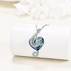 POPKIMI Gifts for Music Lover Musical Note Necklace Gifts for Music Lover Sterling Silver Crystal Music Note Jewelry with Butterfly Treble Clef Necklace Gifts for Women Dance Lovers Teacher Music Lover