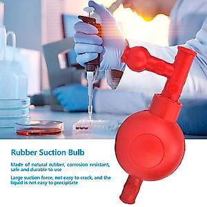 Rubber Pipette Filler Labware Rubber Suction Bulb Filling Ball with 3 Valves Pipettor Accessory for Chemistry Labware(Red)