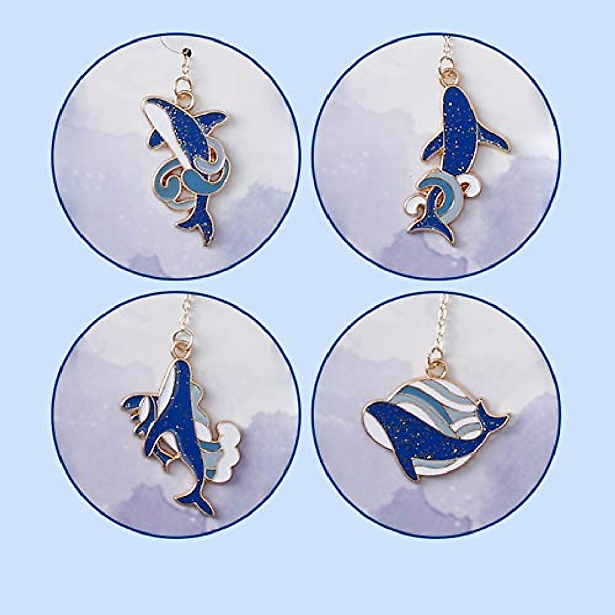 ZARYIEEO Office Products 4 Pcs Bookmarks Blue Whale Metal Bookmark with A String of Pendant Book Maker for Adults Kids Book Lovers Bookmarks for Reading Bookmarks Bulk Book Accessories