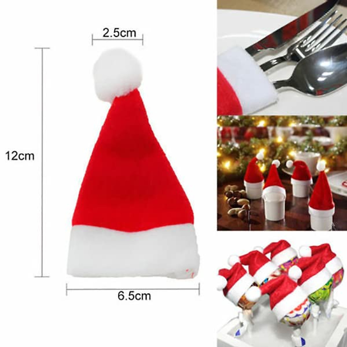 Christmas Home Decoration Tableware Bag Holder Christmas Hat Fork Knife Cutlery Bag Merry Christmas Decoration Ornament