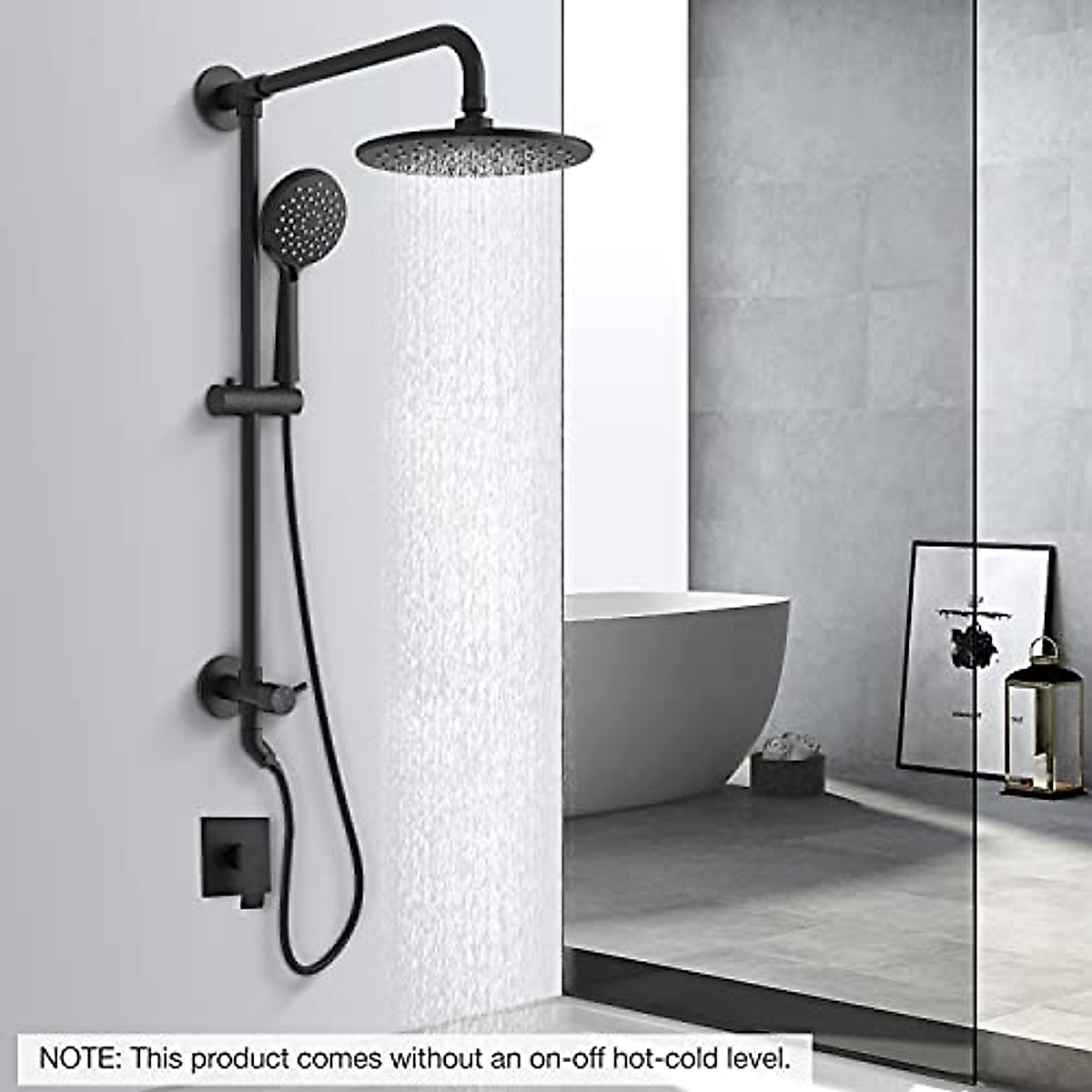 SOKA 9 Inch Rain Shower Head with Handheld Shower Head Bathroom Rain Shower System Dual Shower Combo 3-Setting Handheld Sprayer with Shower Hose Bathroom Shower Faucet Set with Slide Bar Matte Black