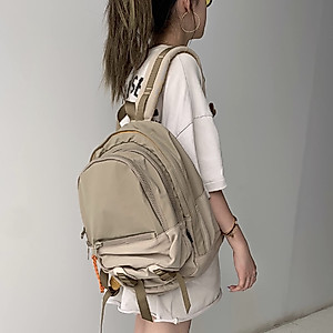 DORIS&JACKY UNISEX Campus Backpack Large Capacity Travel Casual Daypack For Women (Beige)