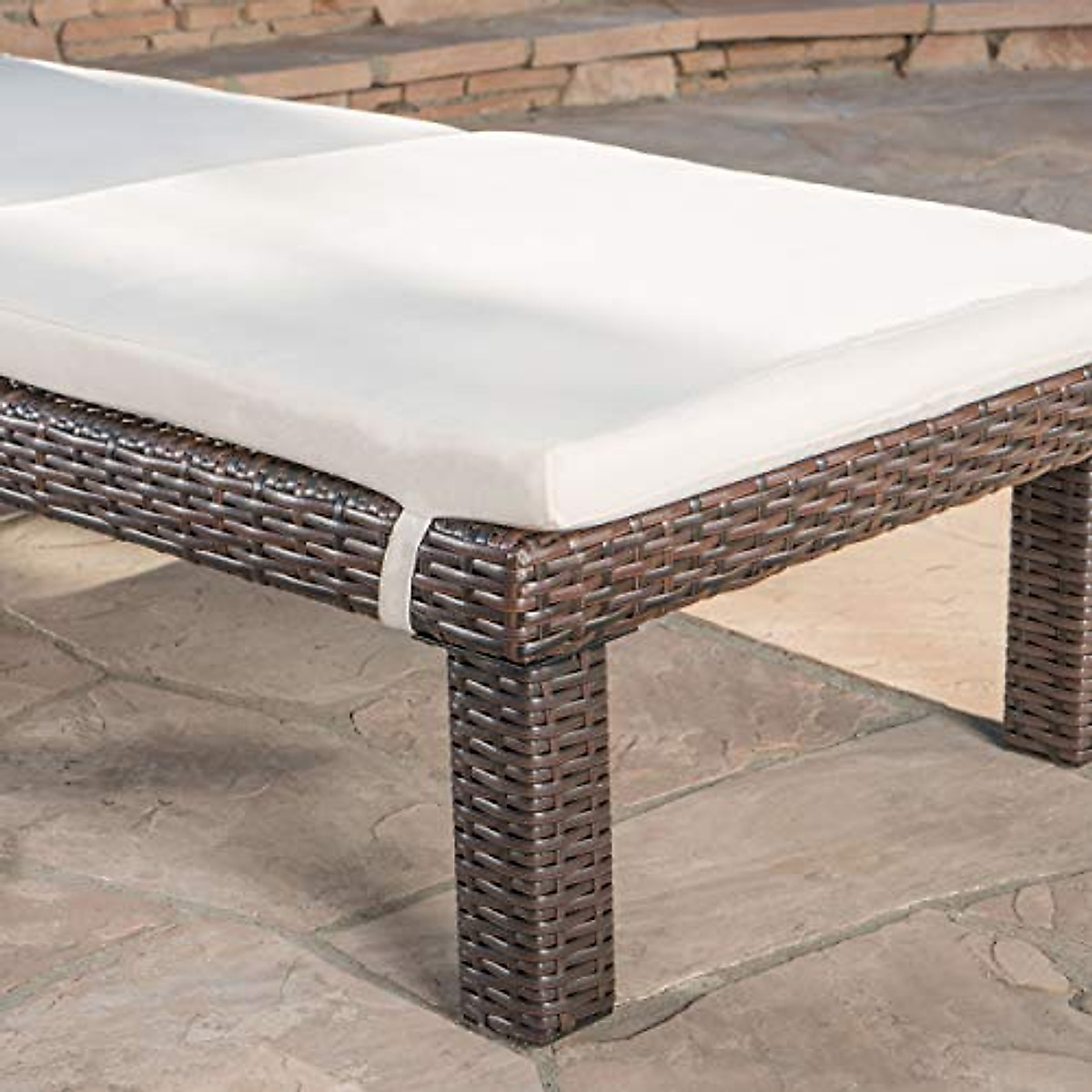 Christopher Knight Home Jamaica Outdoor Wicker Chaise Lounge with Water Resistant Cushion, 2-Pcs Set, Multibrown / Cream