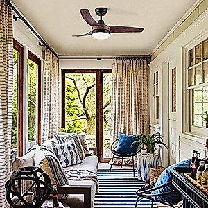 DSHADE 42 Inch Ceiling Fans with Lights Ceiling Fans with Lights and Remote Modern Ceiling Fan 3 ABS Blade Timing Ceiling Fans LED Lighting Indoor Ceiling Fan for Bedroom Living Room Indoor (Brown)