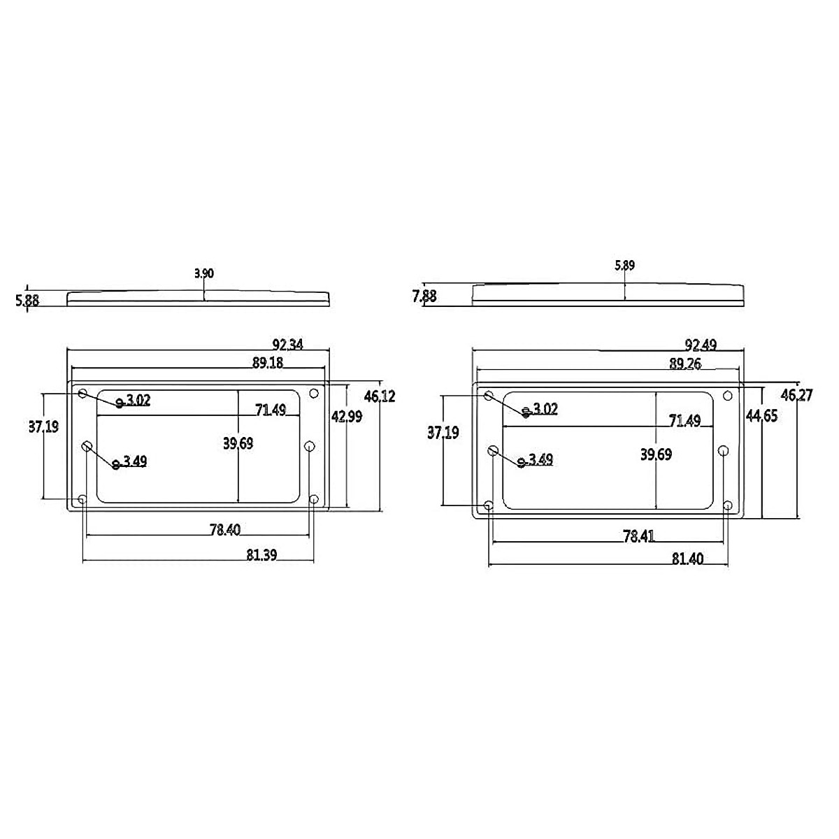 Guyker Flat Metal Humbucker Pickup Mounting Ring Set - Bridge Neck Pickups Cover Frame Replacement Part for Electric Guitar or Precision Bass(2PCS, Chrome)