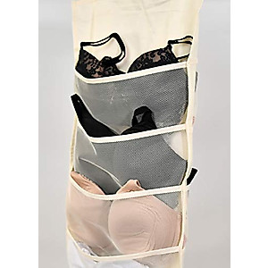 Home-X Hanging Bra and Sock 15-Pocket Closet Organizer, Wardrobe Storage Hanger for Underwear, Bra, Socks - 30 Inches Long