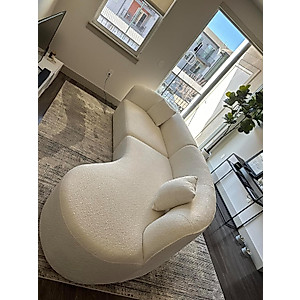 KEVINSPACE 126.37" Modern Curved Sofa Luxury Style Living Room Sectional Sofa Lounge Chaise Upholstery with Chaise 2-Piece Set, Fully Assembled Right Hand Facing Sectional, Pearl Couch, White