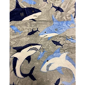 Shark Baby by Decor&More Extra Soft Throw Blanket (50" x 60") - Blue and Grey Sharks