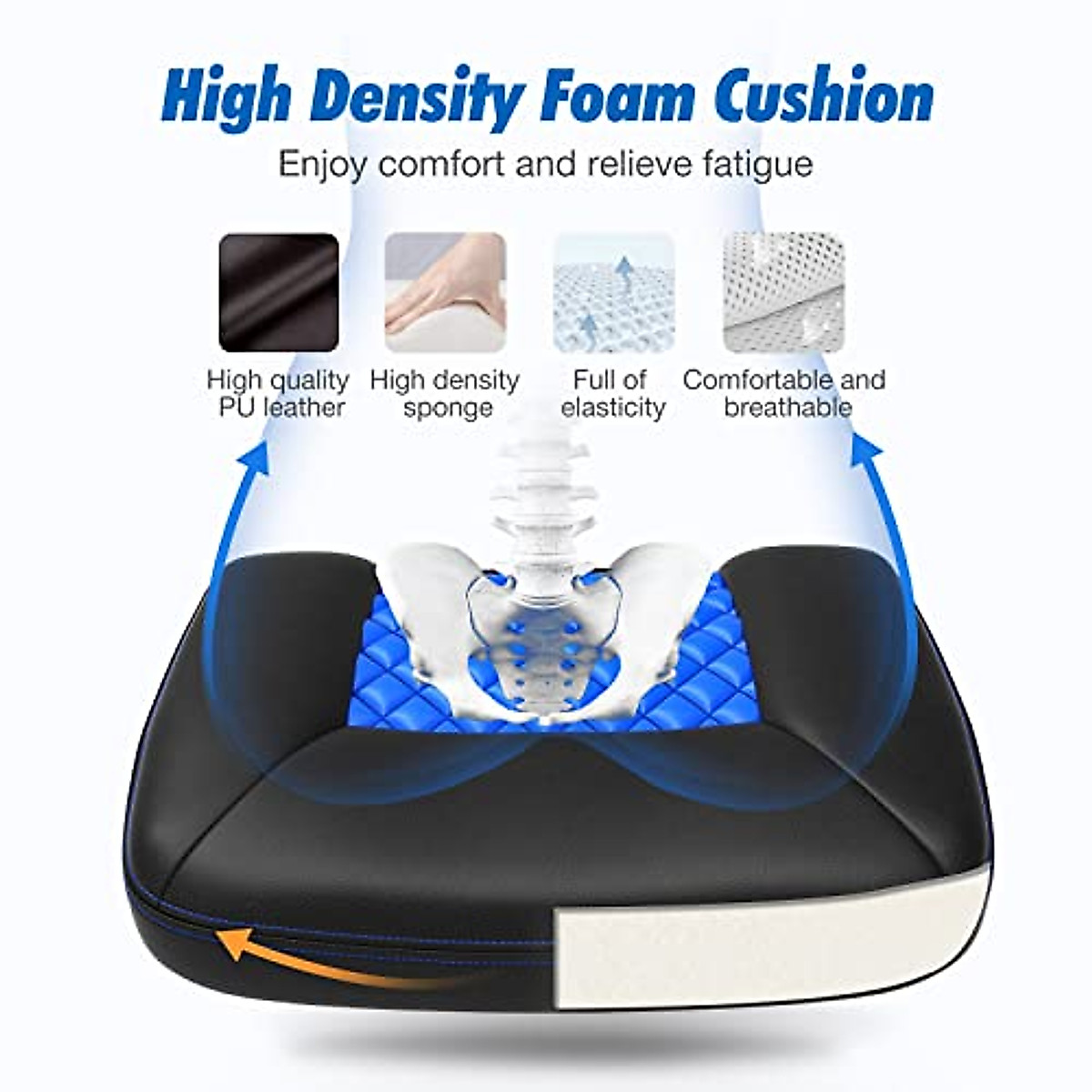 OLIXIS Gaming Ergonomic Office Desk Flip-up Armrests and Lumbar Support PU Leather Executive Mid Back Computer Chair for Adults, Blue