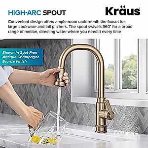KRAUS Allyn Transitional Industrial Pull-Down Single Handle Kitchen Faucet in Spot-Free Stainless Steel, KPF-4101SFS