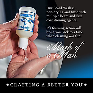 Maestro's Classic BEARD WASH | Anti-Itch, Deep Cleaning, Non-Drying, Fully Hydrating Gentle Cleanser For All Beard Types & Lengths- Mark of a Man Blend, 4 Ounce