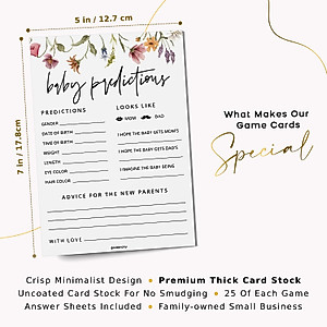 GardenCity Baby Shower Games Set for 25 Guests - 4 Fun Activities, Baby in Bloom/Floral Theme, 50 Double-Sided Cards (Wildflower)