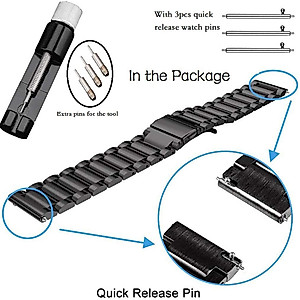 Olytop Galaxy Watch 4/6/7 Classic 47mm 46mm 43mm 42mm/5 Pro 45mm Bands, Samsung Galaxy Watch 7/FE/6/5/4 Bands 44mm 40mm, 20mm Metal Stainless Steel Replacement Wristband Strap for Men Women, Black