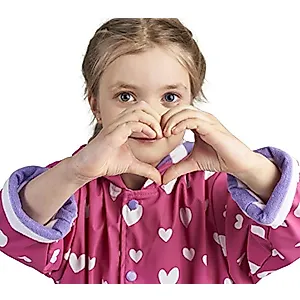 Hatley Girls' Little Color Changing Button-Up Printed Rain Jacket, Sweet Hearts, 6 Years