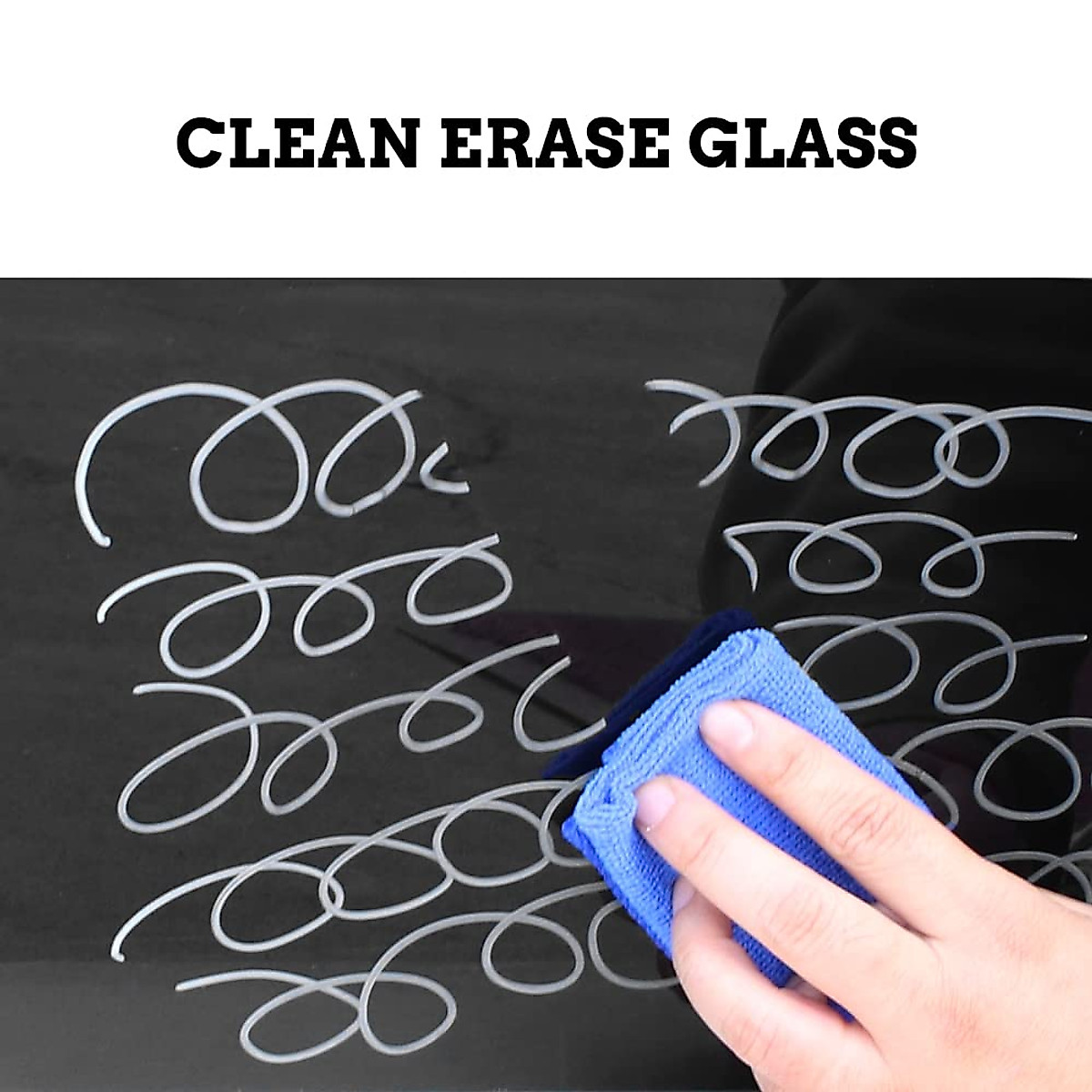 DEVELOP Magnetic Black Glass Dry Erase Board, 36 x 24 Inches (90 x 60 cm), Frameless Wall Mounted Writing Glass Whiteboard with 4 Markers, 2 Magnets, 1 Eraser