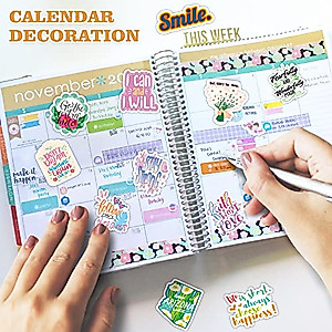 480 Pieces Inspirational Quote Daily Planner Stickers for Women Journaling Calendar Scrapbook Stickers Aesthetic 24 Sheets Motivational Waterproof Stickers for Kids Teachers Water Bottle Laptop