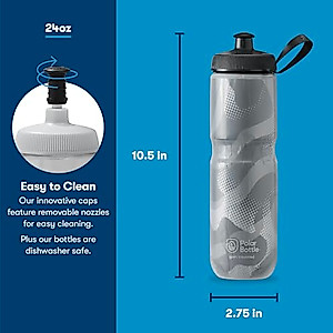 Polar Bottle Sport Insulated Water Bottle - BPA-Free, Sport & Bike Squeeze Bottle with Handle (Contender - Charcoal & Silver, 24 oz)