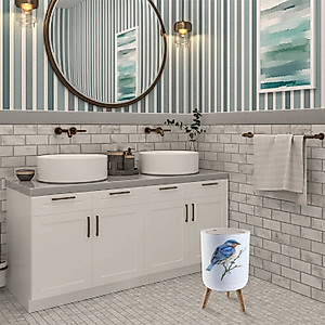 Small Trash Can with Lid Bluebird sitting on a branch watercolor Eastern sialia small songbird 7 Liter Round Garbage Can Elasticity Press Cover Lid Wastebasket for Kitchen Bathroom Office 1.8 Gallon