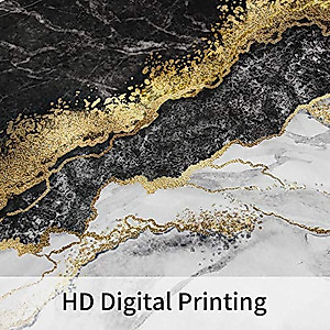 MitoVilla 4 Pcs Black Marble Shower Curtain Sets with Rugs, Black Grey Gold Bathroom Sets with Shower Curtain and Rugs and Accessories, Modern Bathroom Accessories Decor with Bath Mats, Gray