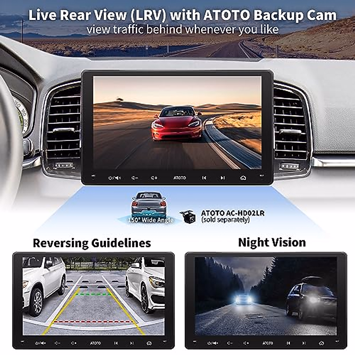 ATOTO F7WE 9 inch Double Din Car Stereo, Wireless CarPlay & Wireless Android Auto, Touchscreen Car Radio with Bluetooth, Mirror Link, HD LRV, GPS Navi, USB Video & Audio, Voice Control, F7G209WE