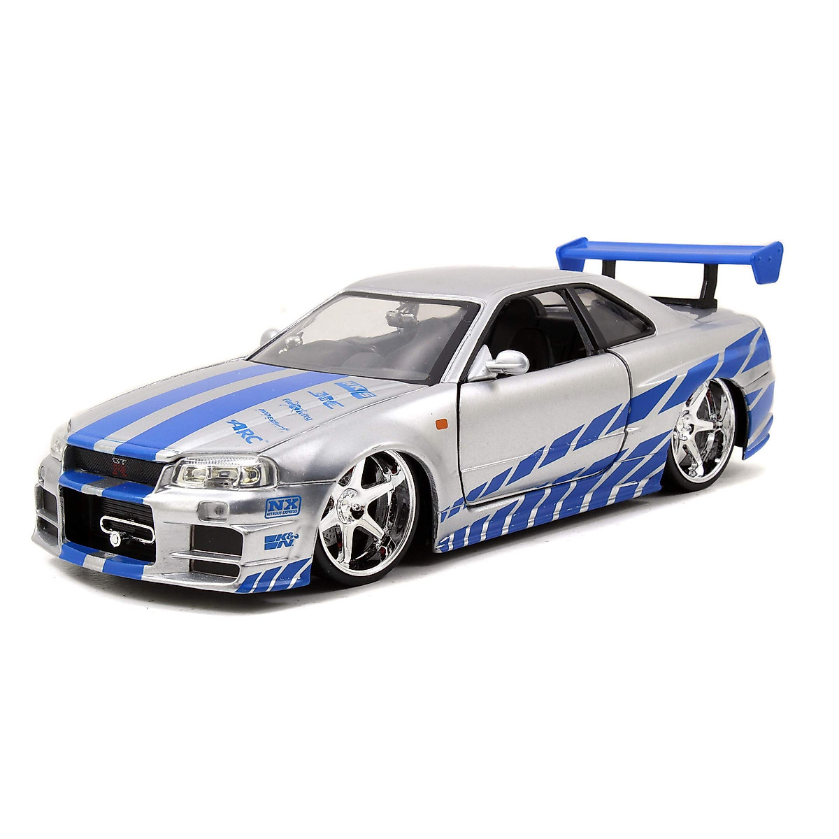Jada Fast & Furious Coche Nissan Skyline Gt R R34 2002, Escala 1:24 + A Todo Gas Vehículo 1/24 1995 Toyota Supra