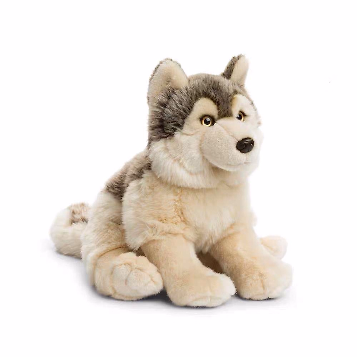 TAMMYFLYFLY Little Silver Grey Wolf Lifelike Plush Beanbag Stuffed Animal Toy