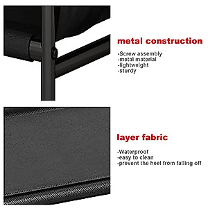 LINZINAR Shoe Rack Organizer 4 Tier Stackable Metal Shoe Storage Shelf with Double Row Side Pockets for Closet Entryway Bedroom, Black