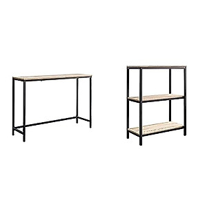 Sauder North Avenue Sofa Table, L: 41.50" x W: 11.50" x H: 28.03", Charter Oak Finish & North Avenue 3 Shelves Bookcase, Charter Oak Finish, L: 23.47" x W: 11.50" x H: 30.47"