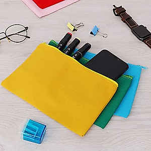 Sinzip 12 Pieces Cotton Canvas Makeup Bag, Multipurpose Cosmetic Bag with Zipper Travel Toiletry Pouch, Blank DIY Craft Bag Pencil Bag (Multicolored A, M)