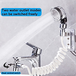 Shower Head Sink- Sink Hose Sprayer Attachment for Faucet- Bathroom-Utility-Bathtub- Shower Head Attachable Nozzle , Swivel Aerator w/10FT Extra Long Retractable Hose,No Drilling Support