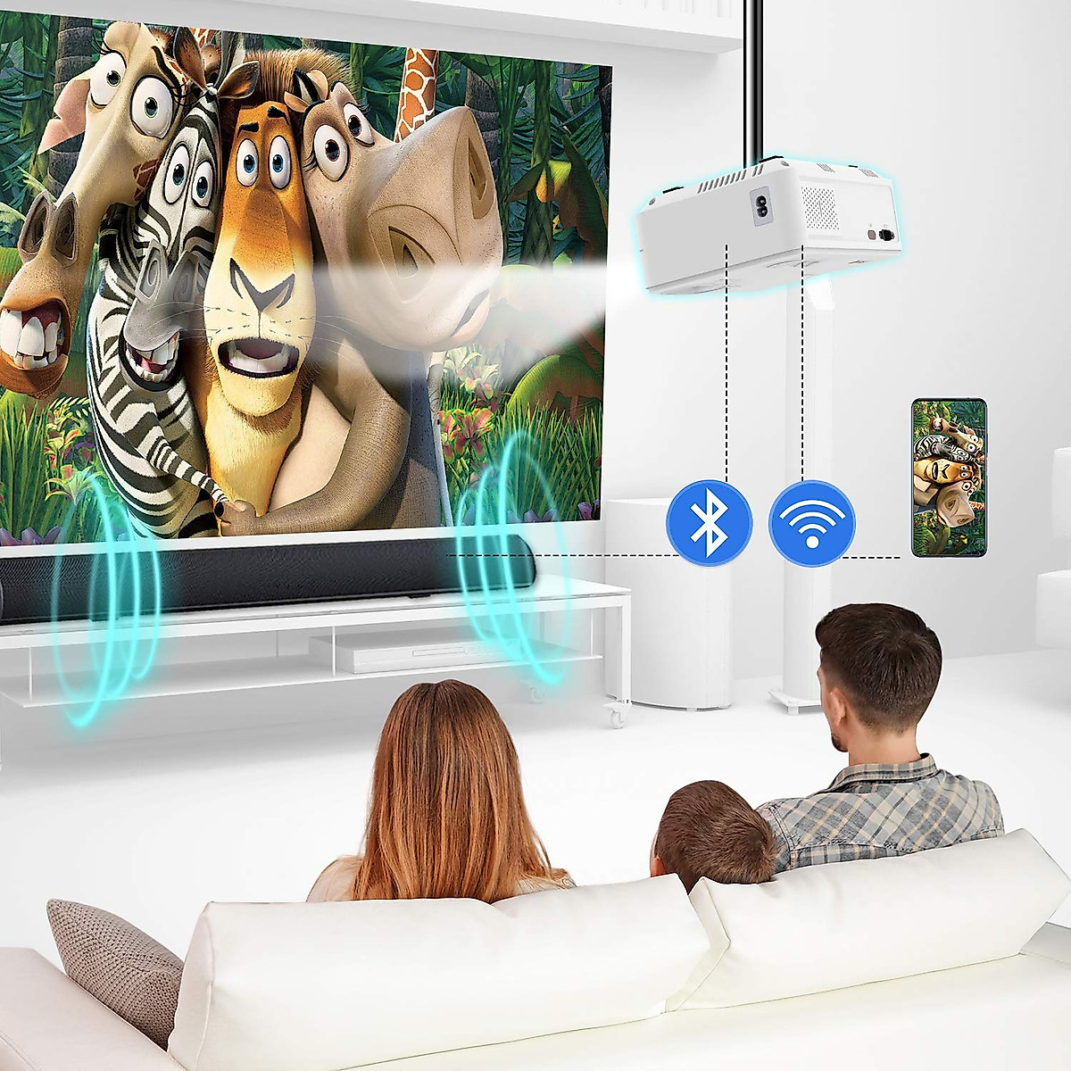 Artlii Enjoy2 Projector with WiFi and Bluetooth, Mini Projector, Portable Projector, Compatible with TV Stick, iOS, Android