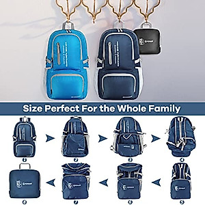 ZOMAKE Lightweight Packable Backpack - 35L Light Foldable Hiking Backpacks Water Resistant Collapsible Daypack for Travel(Navy Blue)
