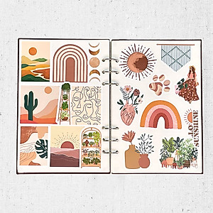 ANERZA 200 PCS Aesthetic Boho Stickers, Cute Vinyl Waterproof Stickers for Water Bottles Laptop Phone Journaling Scrapbook Junk Journal, Small Business Supplies, Plant Sticker Packs for Adults Teens