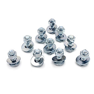 (10 pc) 1/4-20 x 1 Long Square-Neck Carriage Bolts Set w/Nuts & Washers,Zinc-Plated,Carbon Steel Grade 2,by Fullerkreg