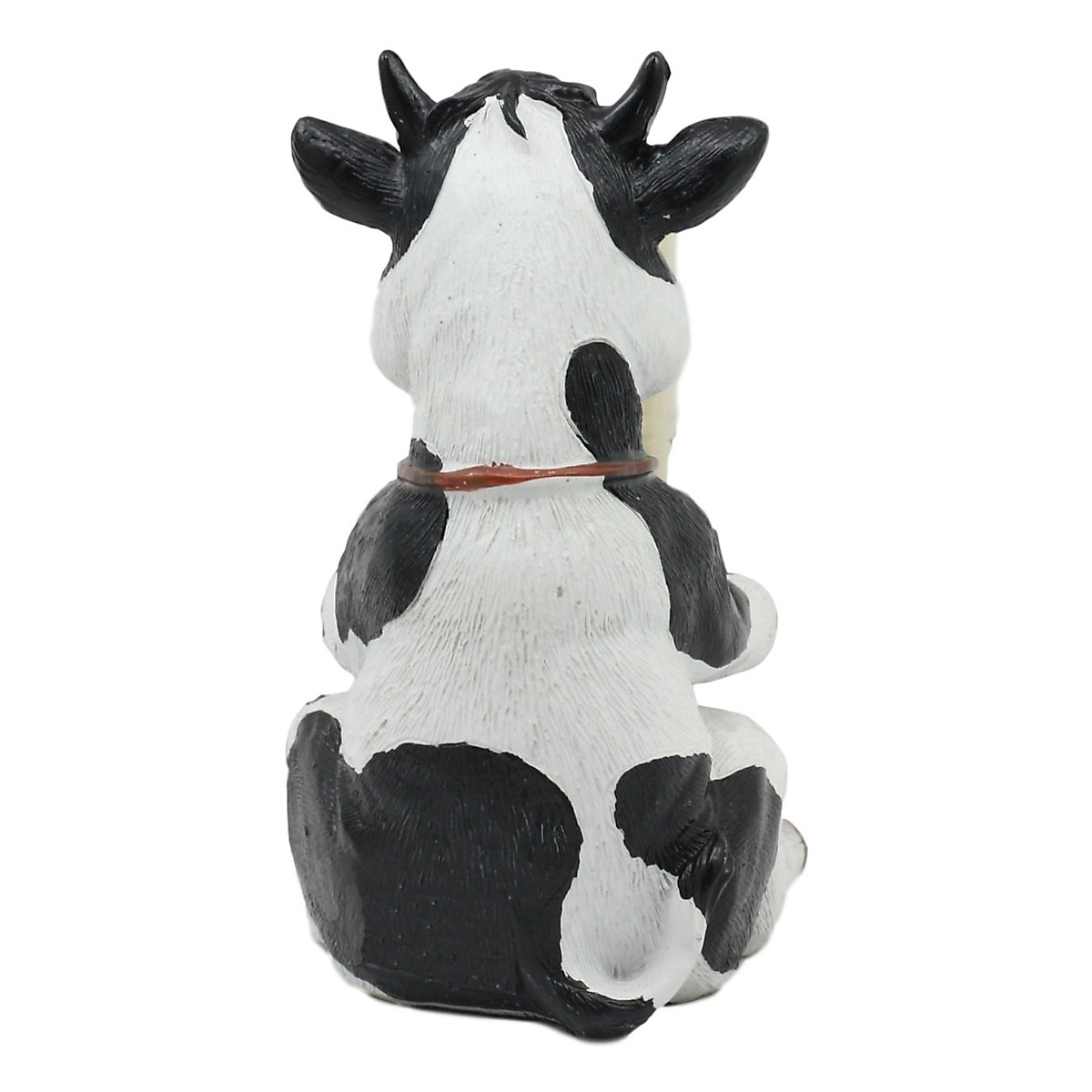 Ebros Country Farm Bovine Cow With Bell Collar Holding A Wooden Barrel Decorative Toothpick Holder Statue With Toothpicks 4"Tall Starter Kit Cattle Animal Figurine Collectible Kitchen Decor