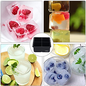 witice Silicone Ice Cube Trays Large for Whisky(2.5-Inches) - Whiskey Ice Cube Mold, With Easy Release Ice Cubes for Whiskey and For Cocktail,Food Grade (Black 1 Tray)