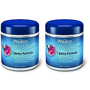 Aqueon 2 Pack of PRO Betta Formula Floating Pellet Fish Food, 1.4 Ounces Each