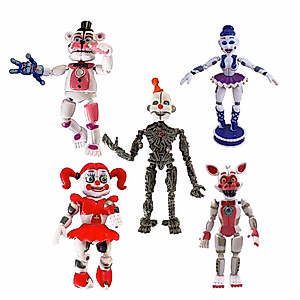 LUNK 5 Pcs Action Figures Toys Dolls Five Night Game Articulated Movable Action Figures Toys Dolls Collectible Figure Xmas Gifts Cake Toppers 5.5 inch
