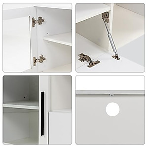 chartustriable 70 Inch Modern TV Stand with Music Sync LED Lights for 75 Inch TV, High Gloss Entertainment Center with Storage Cabinet, TV Media Console for Living Room Bedroom(White)