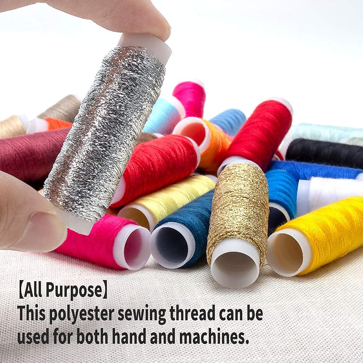 Pack of 39 Assorted Colour Polyester Sewing Threads Spool Set