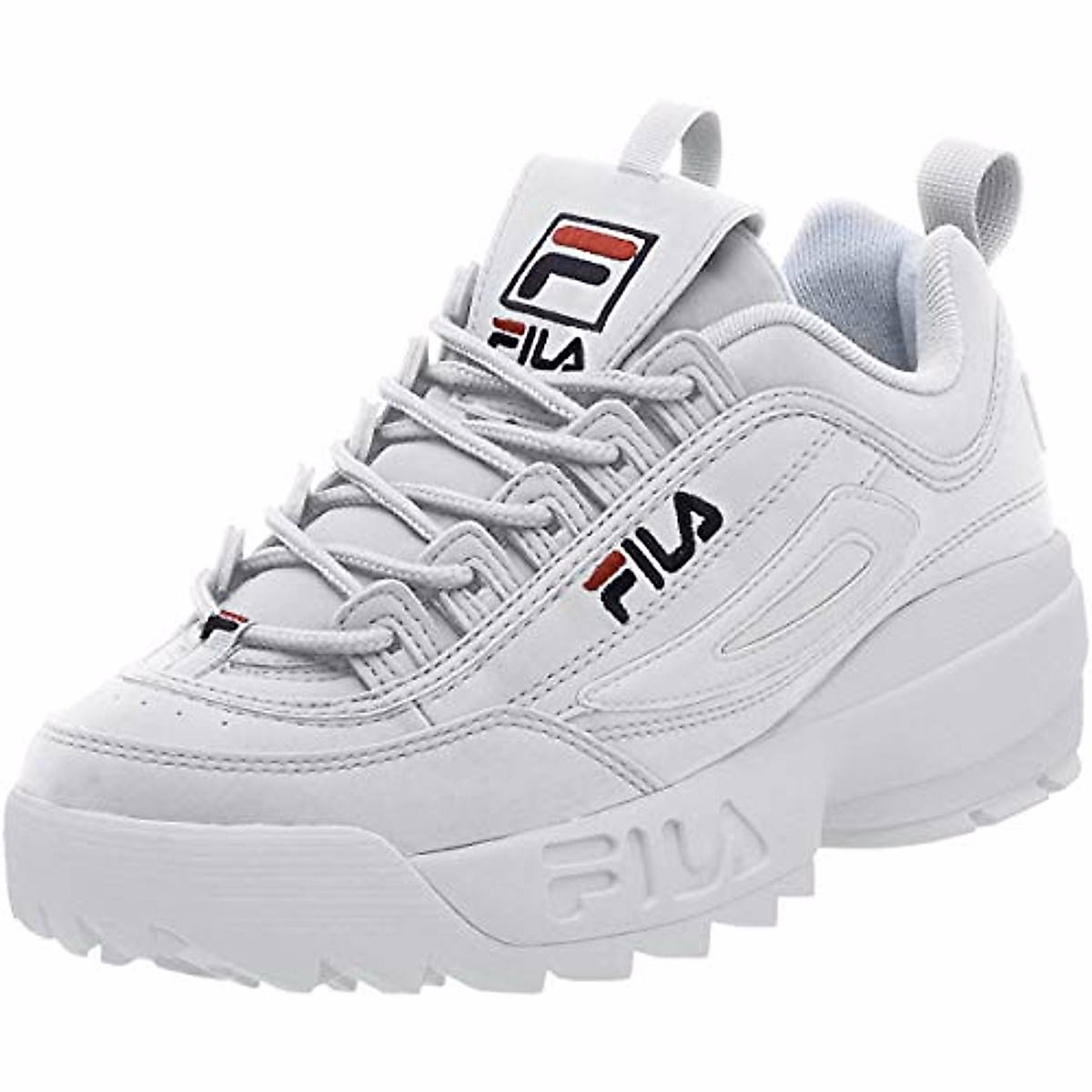 Fila Men's Strada Disruptor fashion sneakers, White/Peacoat/Vinred, 12 US