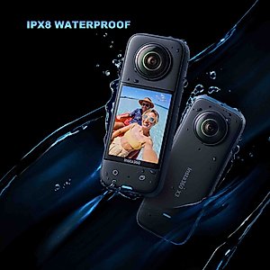 Insta360 X3 - Waterproof 360 Action Camera Bundle Includes Extra Battery, Charger, Invisible Selfie Stick, Lens Guard& 256GB Memory Card
