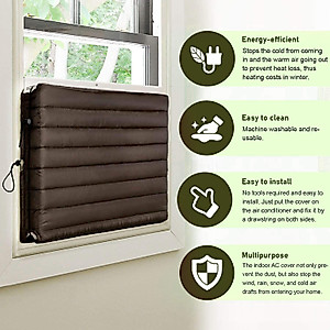 Indoor Air Conditioner Cover, AC Unit Covers for Inside, 28 x 20 x 3.5 inches(L x H x D)-Brown, with Free Drawstring