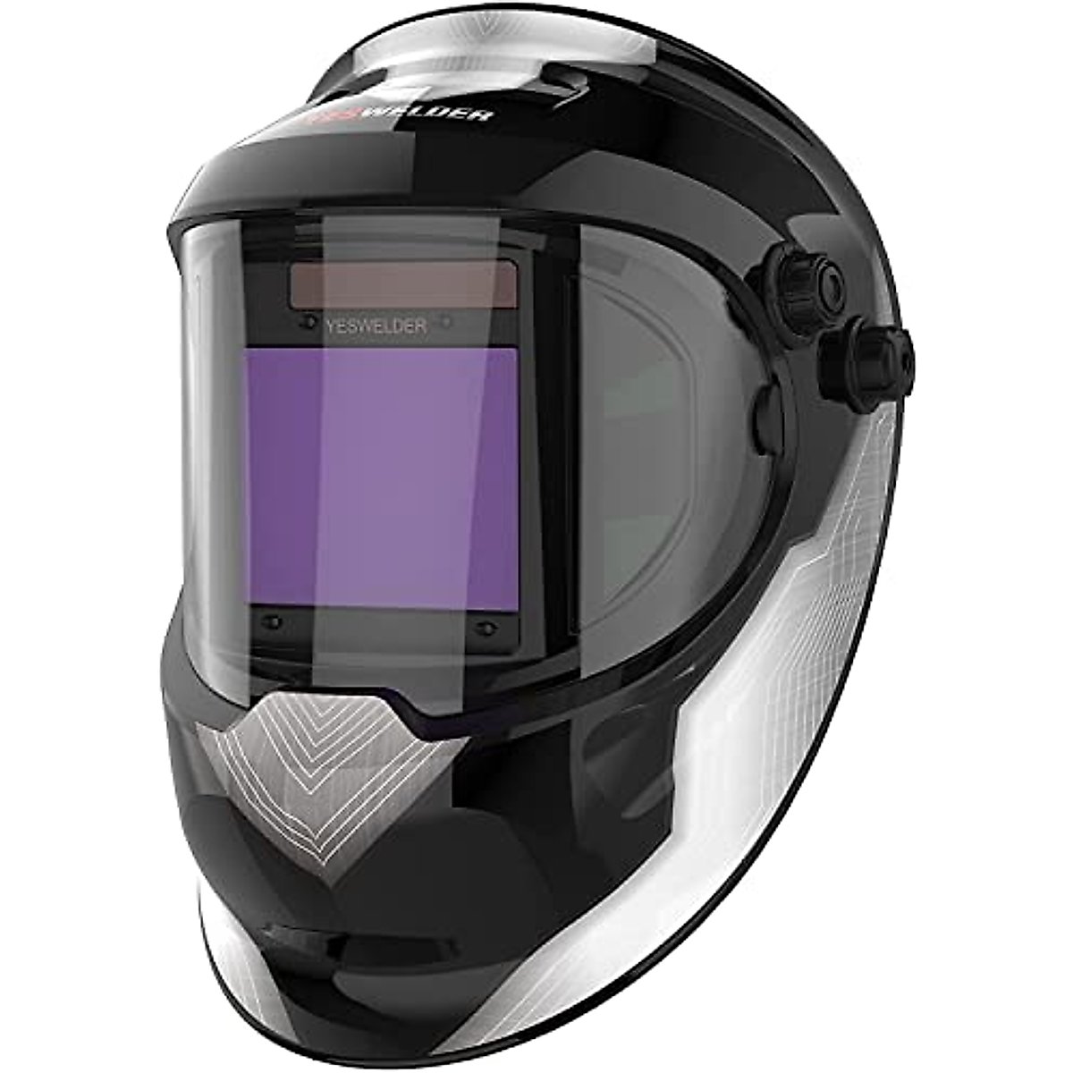 YESWELDER Large Viewing True Color Solar Powered Auto Darkening Welding Helmet with Side View, 4 Arc Sensor Wide Shade 4/5-9/9-13 Welder Mask for TIG MIG ARC Grinding Plasma LYG-Q800D-A